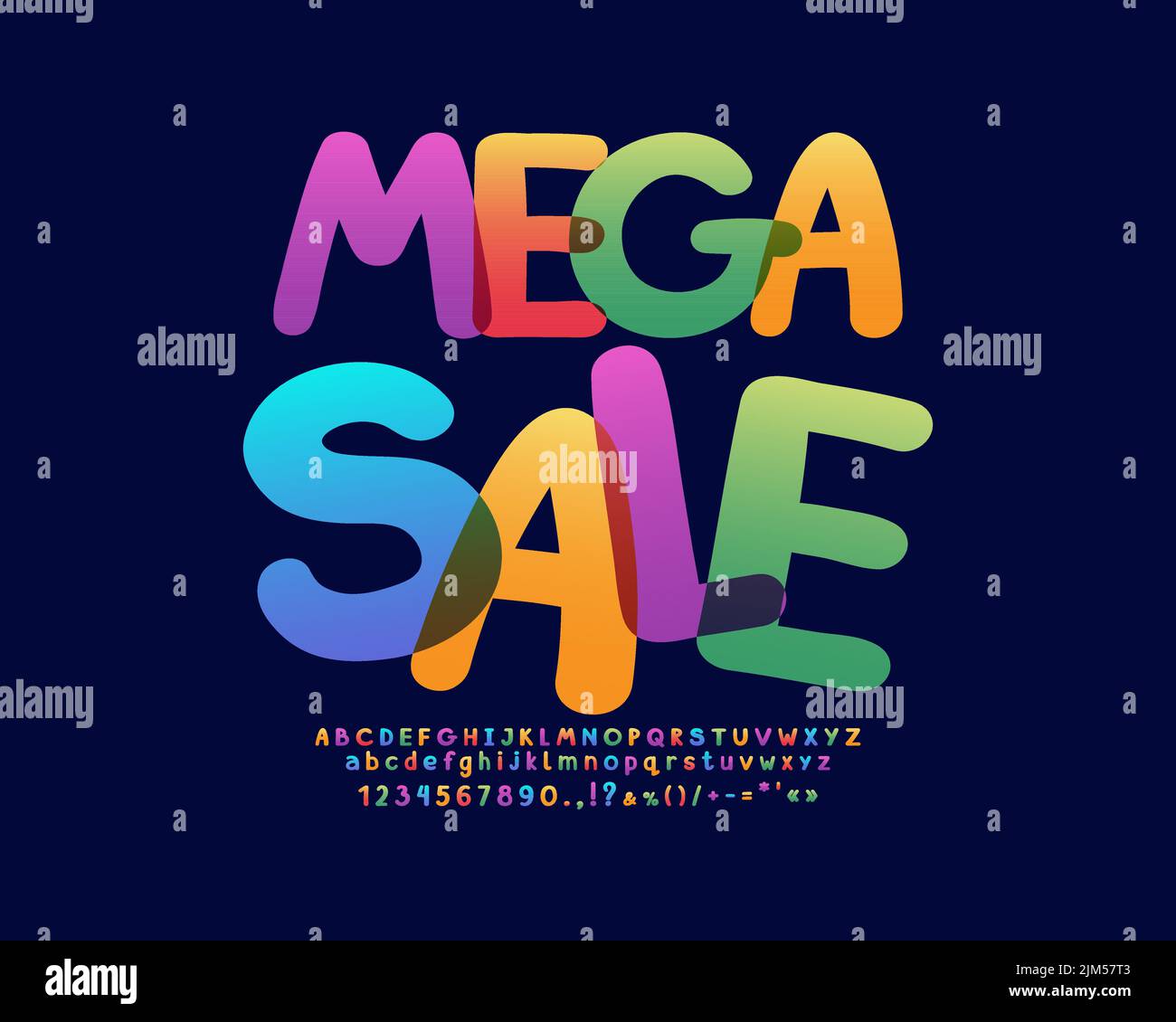 Promotional flyer Mega sale with transparent effect letters on dark ...