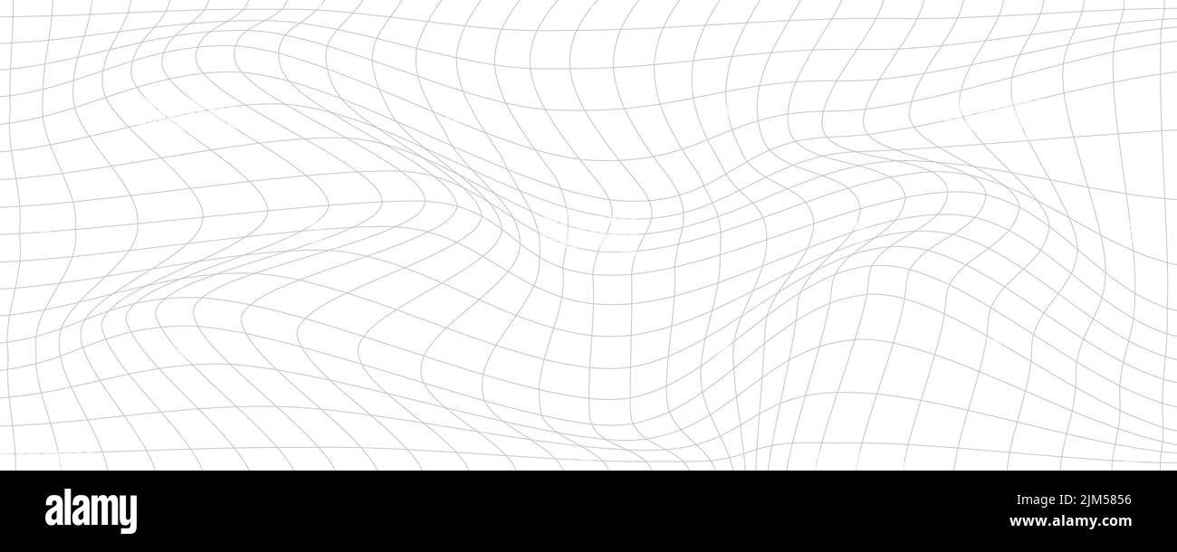 Distorted mesh, 3d digital background. Wavy grid, abstract futuristic pattern. Optical illusion ...