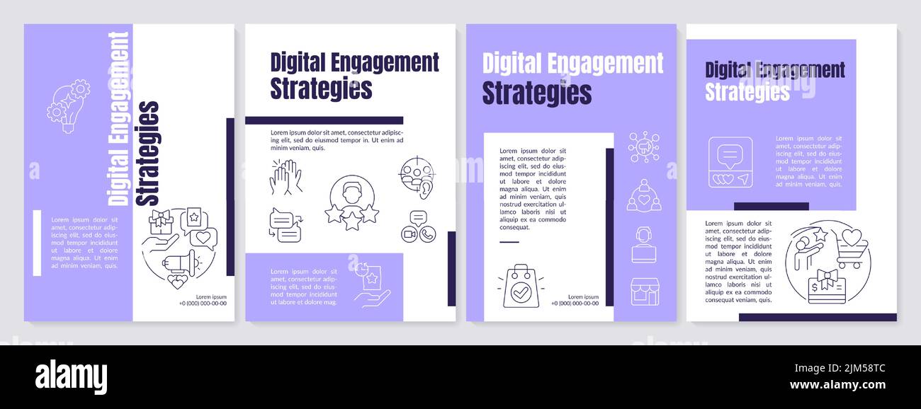Digital engagement strategies purple brochure template Stock Vector ...
