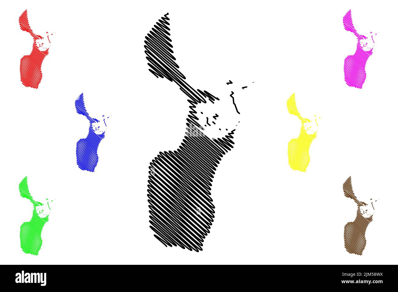 Samso island (Kingdom of Denmark) map vector illustration, scribble ...