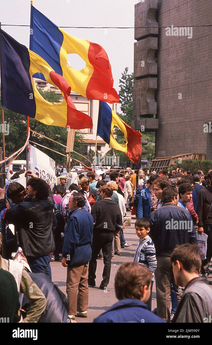 Bucharest, Romania, April 1990. "Golaniada", a major anti-communism ...