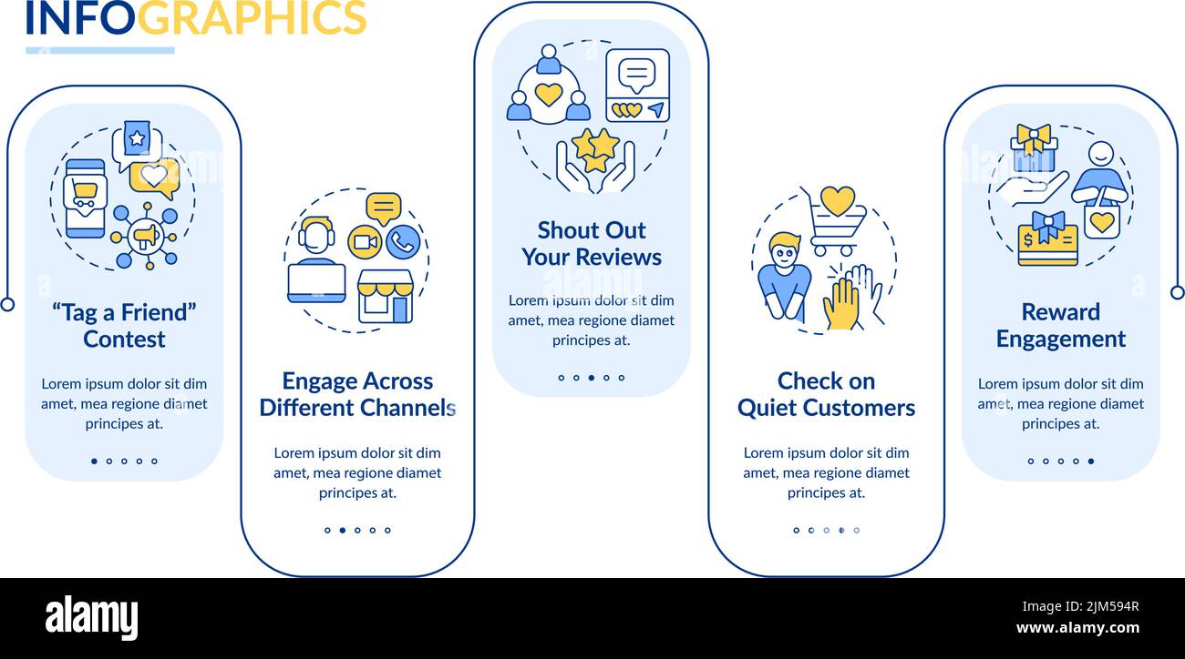 Customer engagement strategies blue rectangle infographic template ...