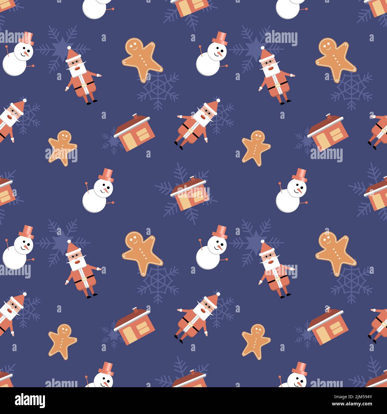 A vector icons of mini Santa Clauses, snowmen, ginger cookies and ...