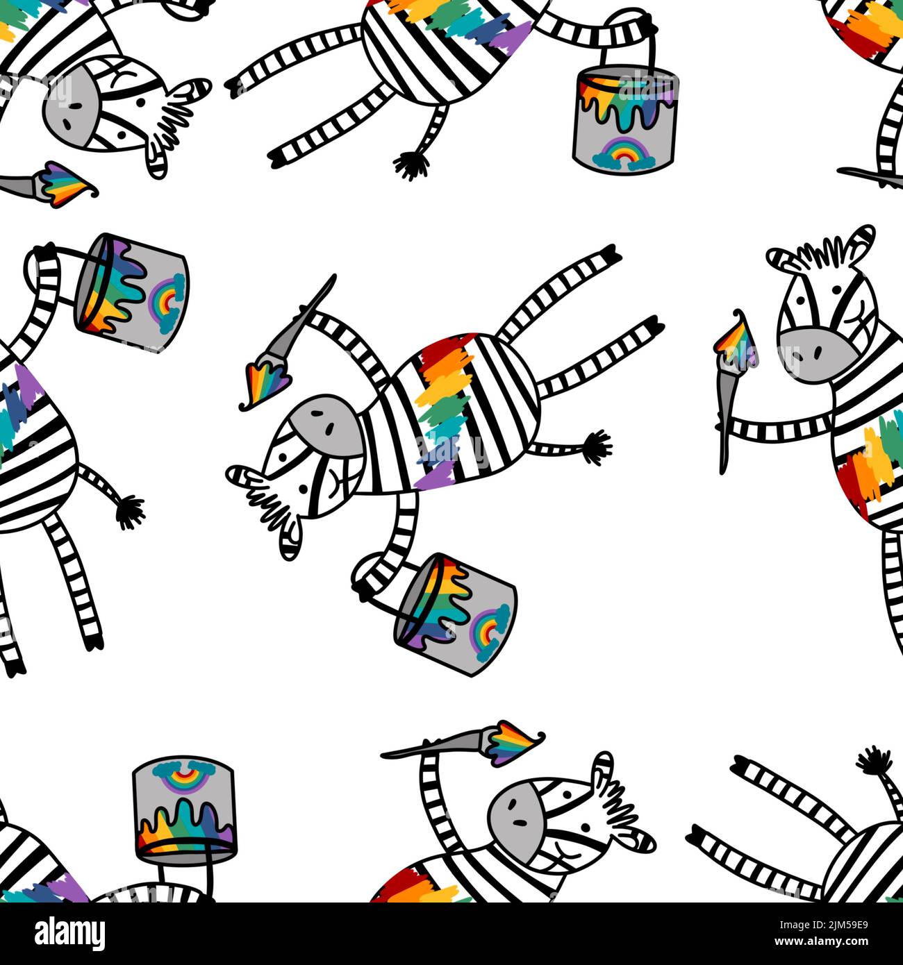 Cartoon kids animals seamless zebra pattern for wrapping paper and ...