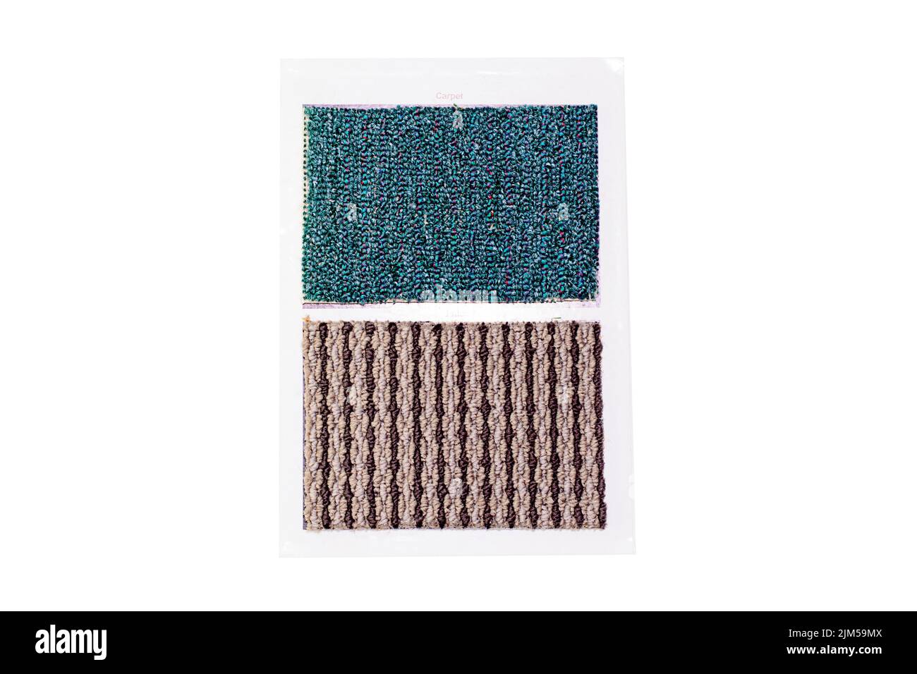 A frame of colorful carpet samples isolated on a white background with ...