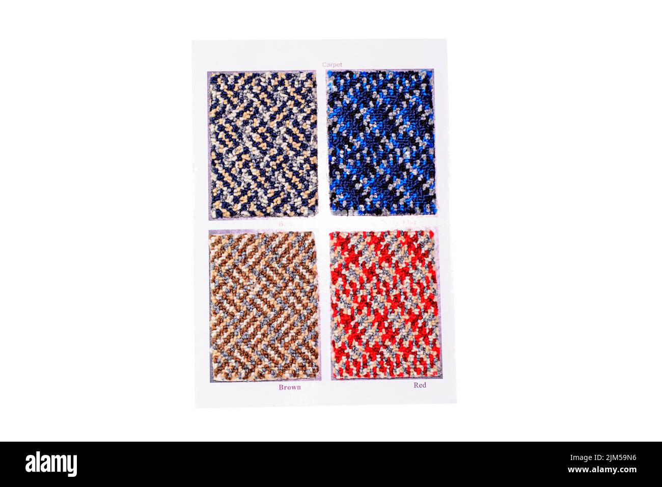 A frame of colorful carpet samples isolated on a white background with ...