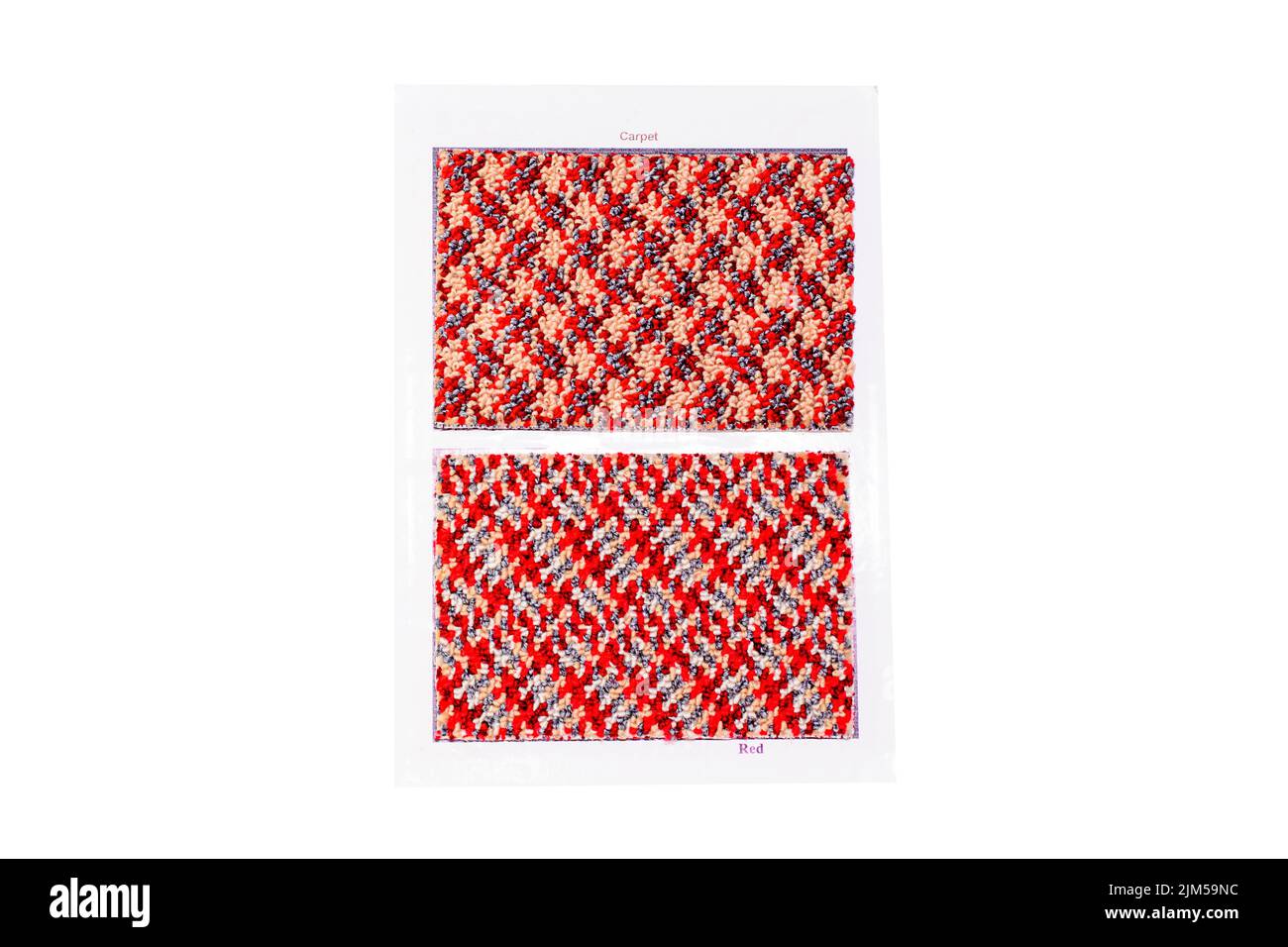 A frame of two brown carpet samples isolated on a white background with ...