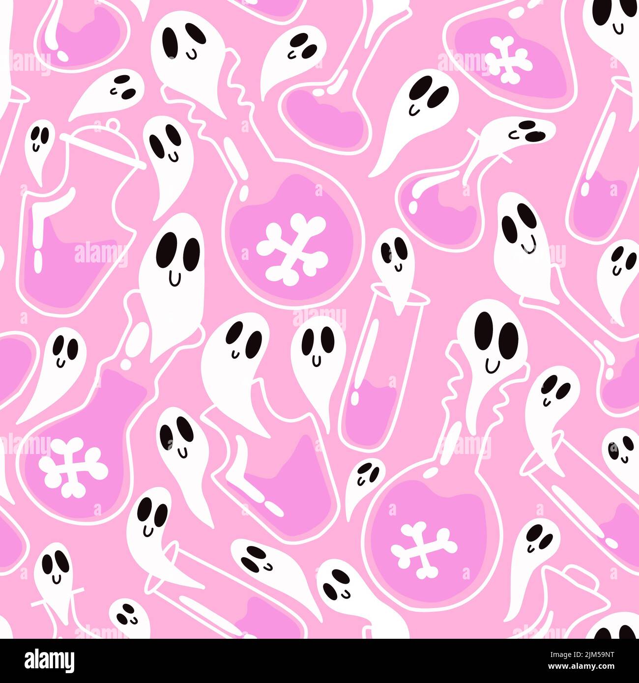 Halloween poison witch potion seamless ghost cartoon pattern for ...