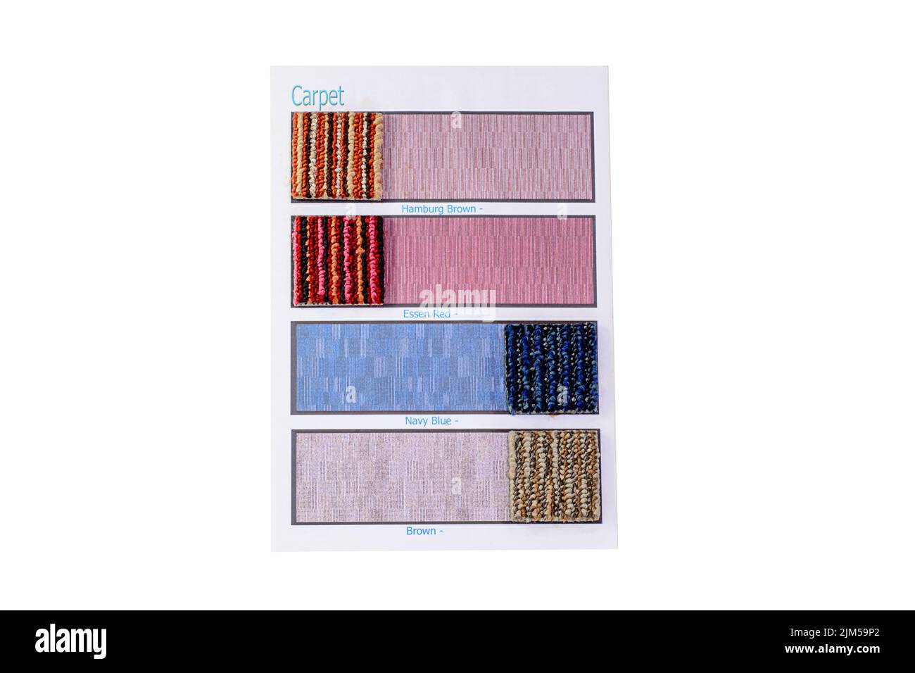 A frame of colorful carpet samples isolated on a white background with ...