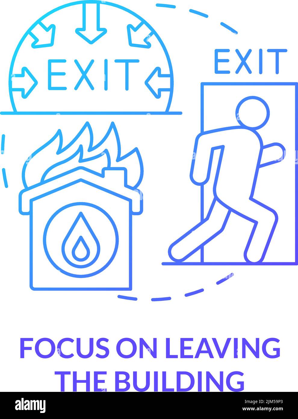 Focus on leaving building blue gradient concept icon Stock Vector Image ...