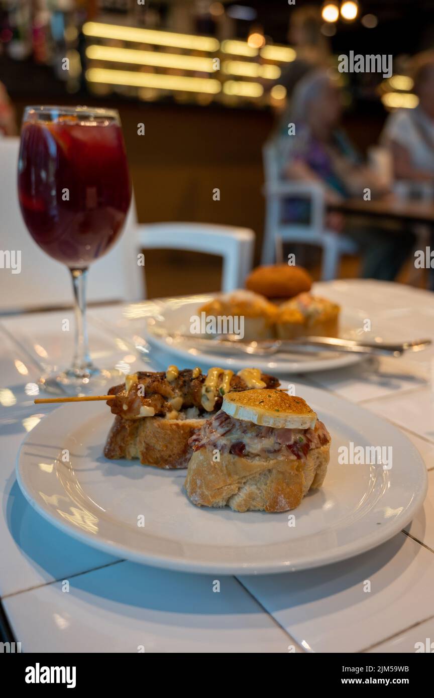 Assortment of typical snacks of Basque Country and Navarre, pinchos or ...