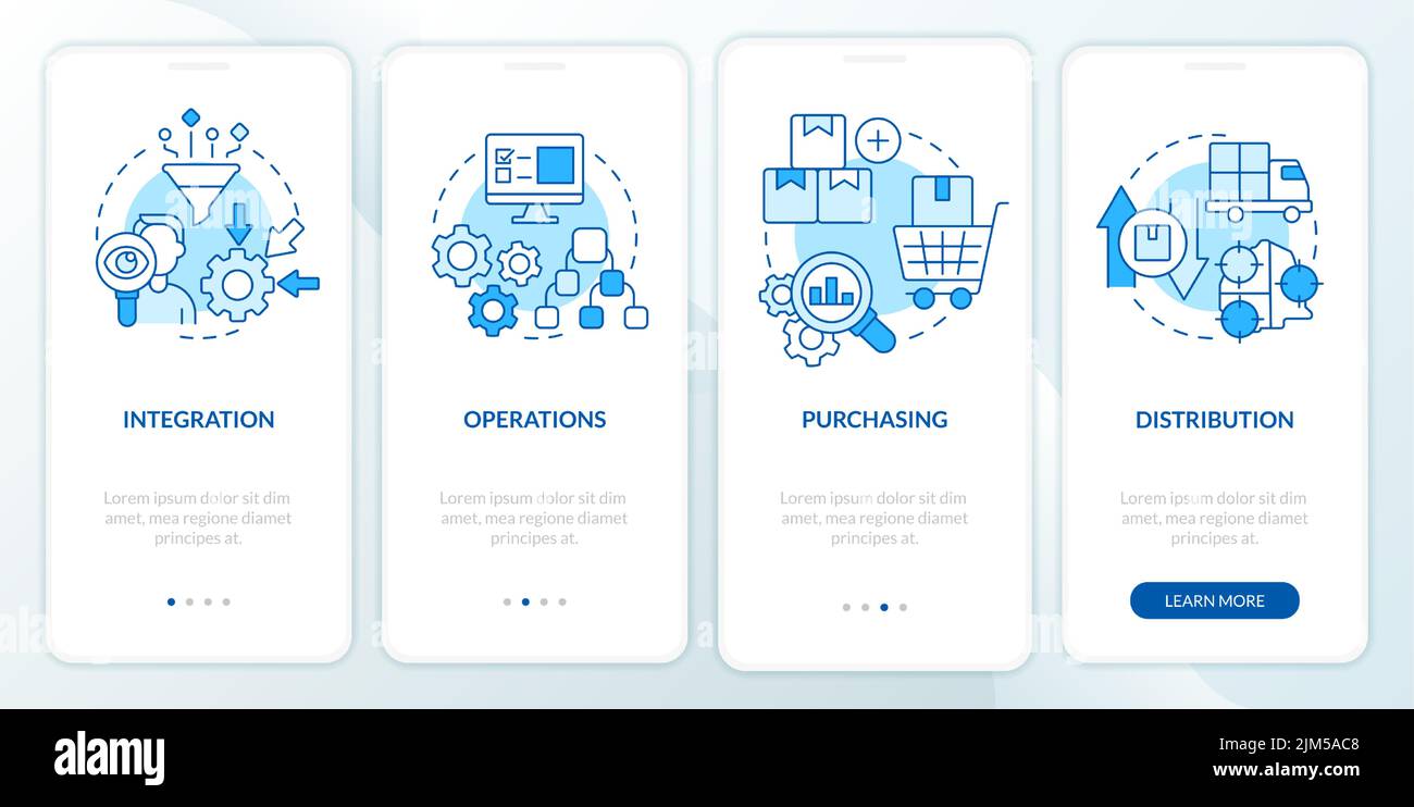 Elements Of Supply Chain Management Blue Onboarding Mobile App Screen