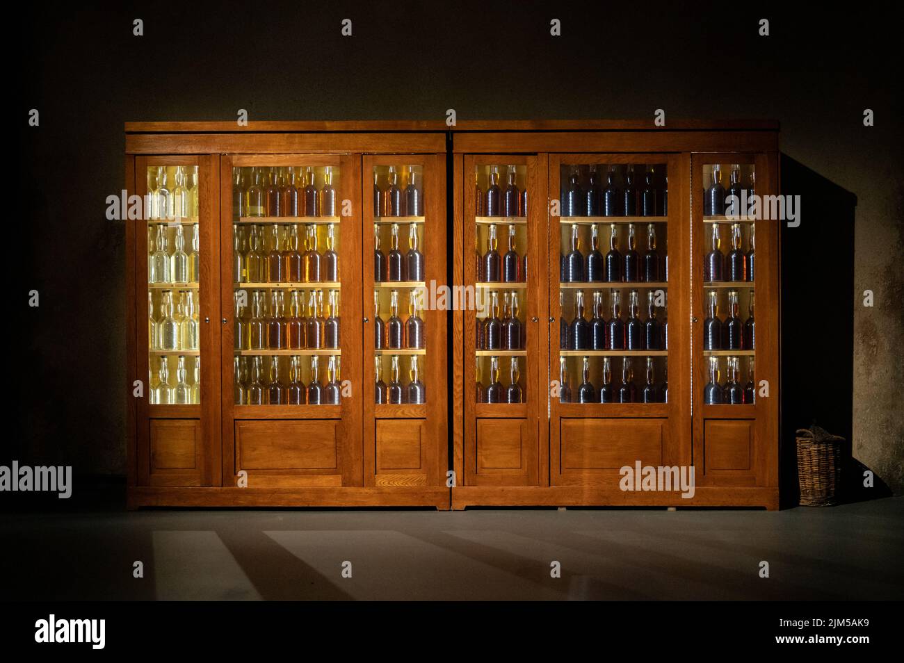 Different ages and colours of strong alcoholic apple drink calvados in ...