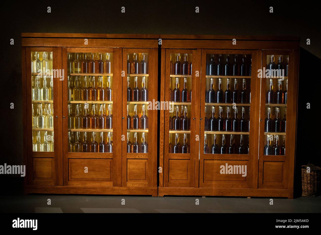 Different ages and colours of strong alcoholic apple drink calvados in ...