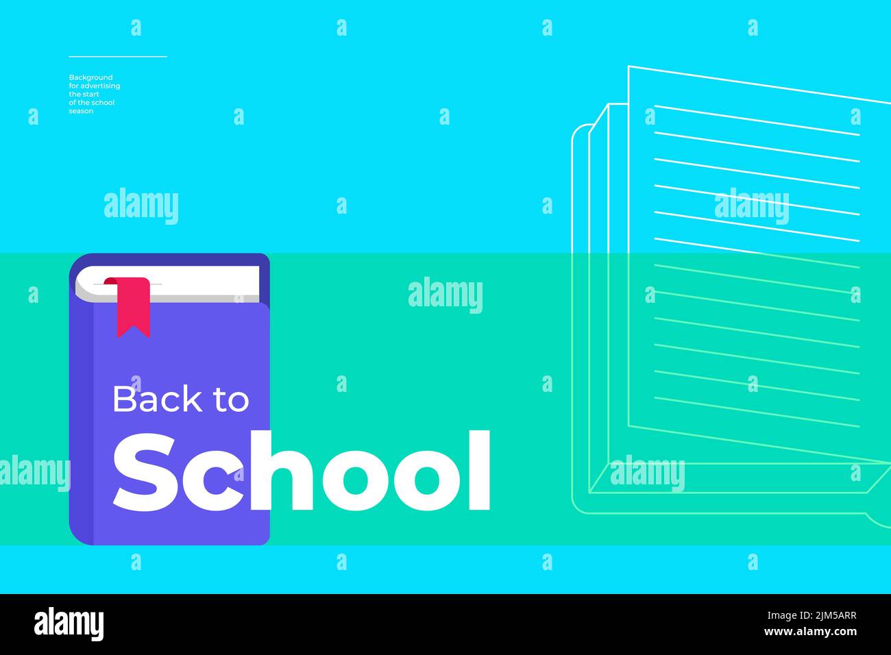 Back to school minimal trendy horizontal poster with book and text ...