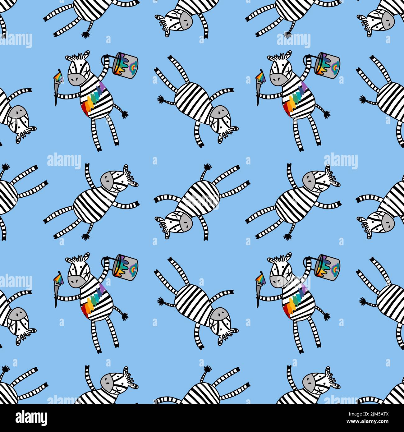 Cartoon kids animals seamless zebra pattern for wrapping paper and ...