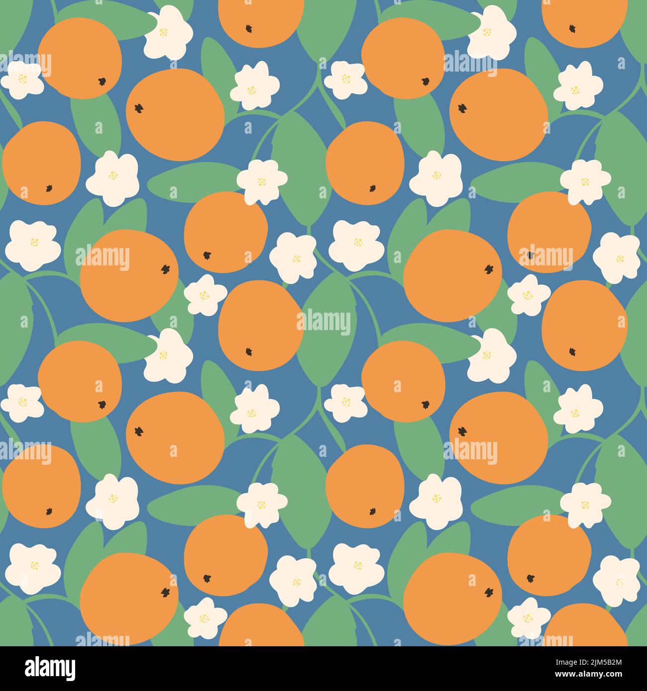 Citruses and flowers seamless pattern. Blossoming oranges background ...