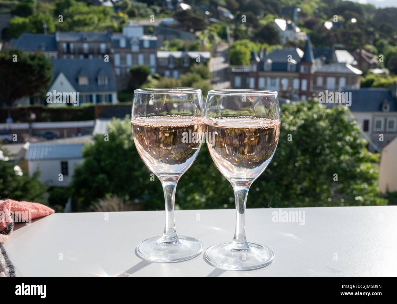Two glasses with dry rose d'anjou wine from Loire valley, France Stock ...
