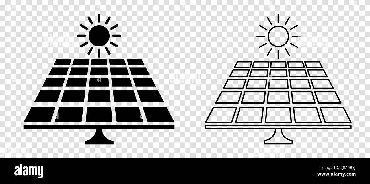 Solar panel icon. Flat and line art style. Vector illustration isolated ...