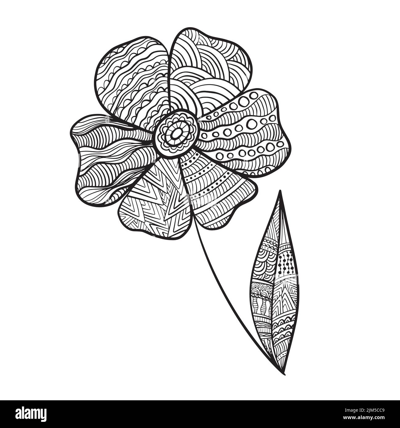 Zen doodle anti-stress coloring page flower. Coloring book page for ...