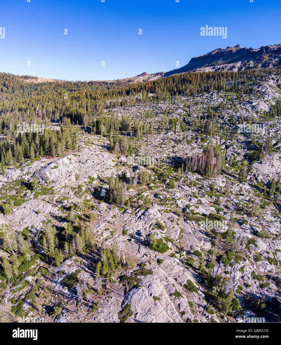 Sierra Nevada mountains covered in granite rock and woodland forests ...