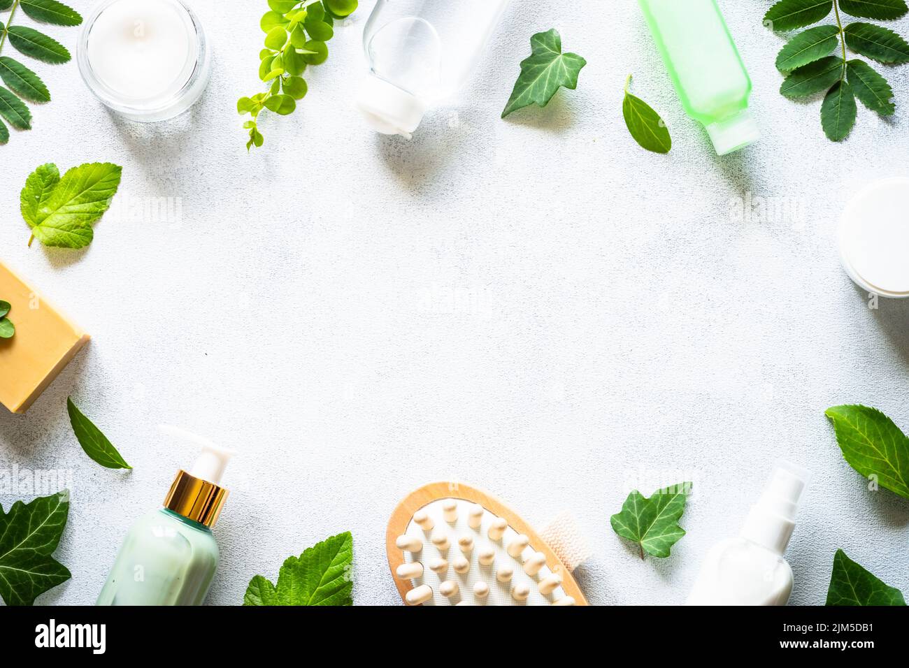 Natural cosmetics concept on white background flat lay Stock Photo - Alamy