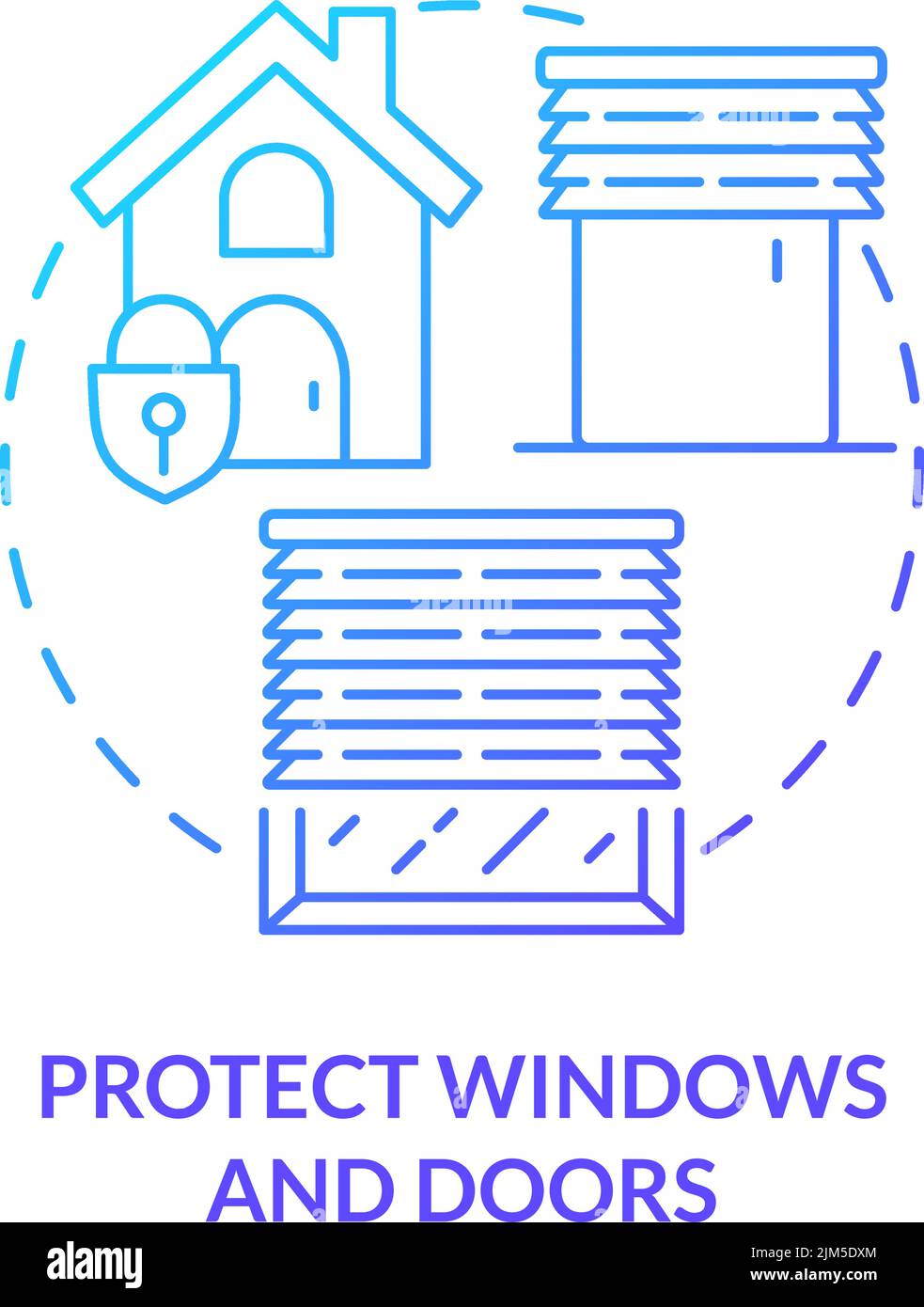 Protect windows and doors blue gradient concept icon Stock Vector Image ...