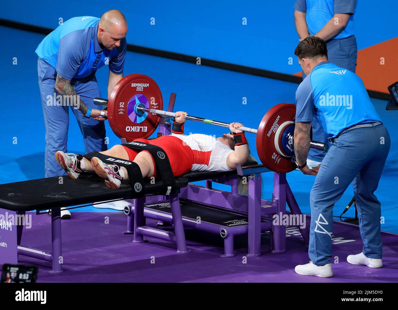 England’s Rebecca Bedford completes a lift during the Women’s ...