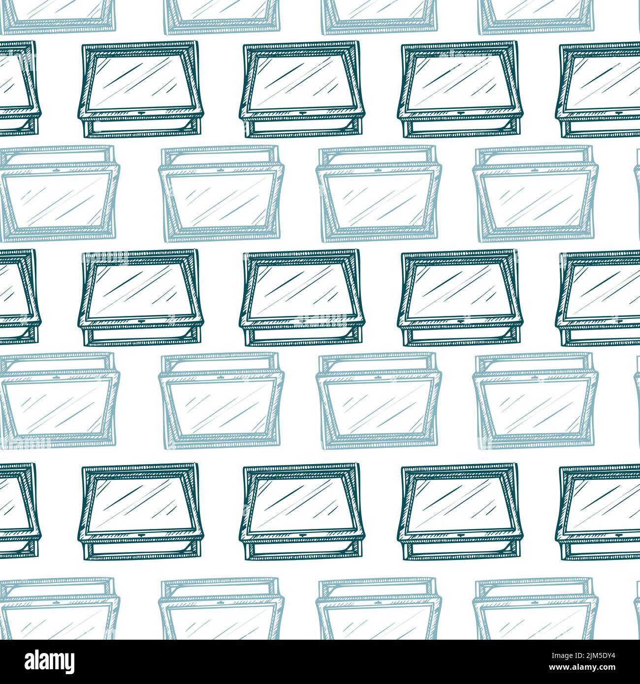 Opened window lean forward seamless pattern. Retro element inside wall ...