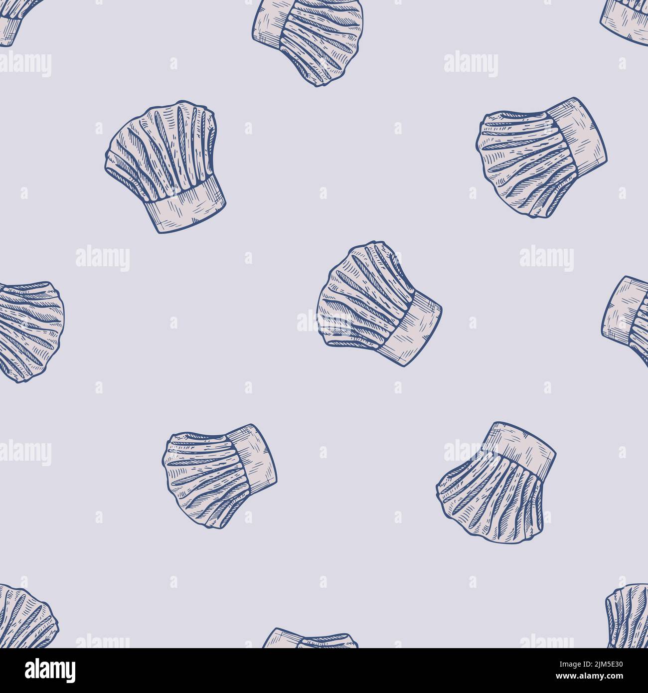 Chef hat engraved seamless pattern. Kitchen traditional element for ...