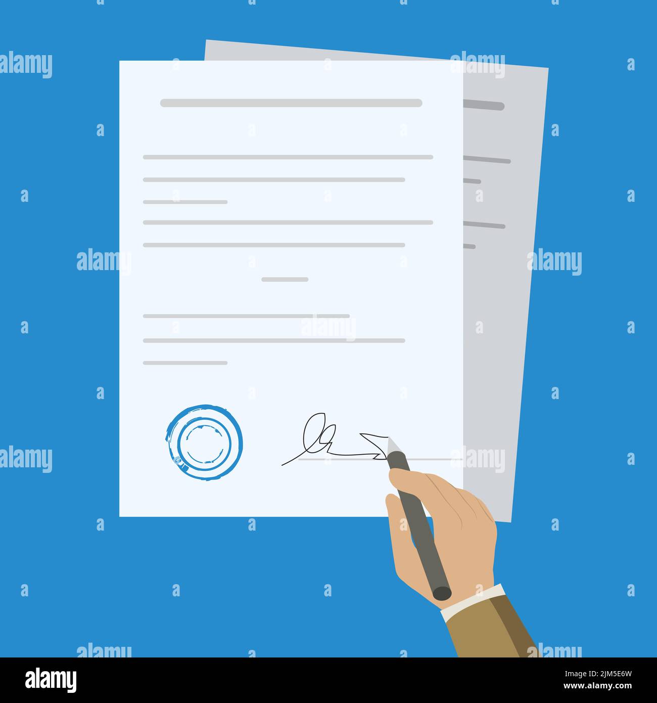 Boy signing paper Stock Vector Images - Alamy