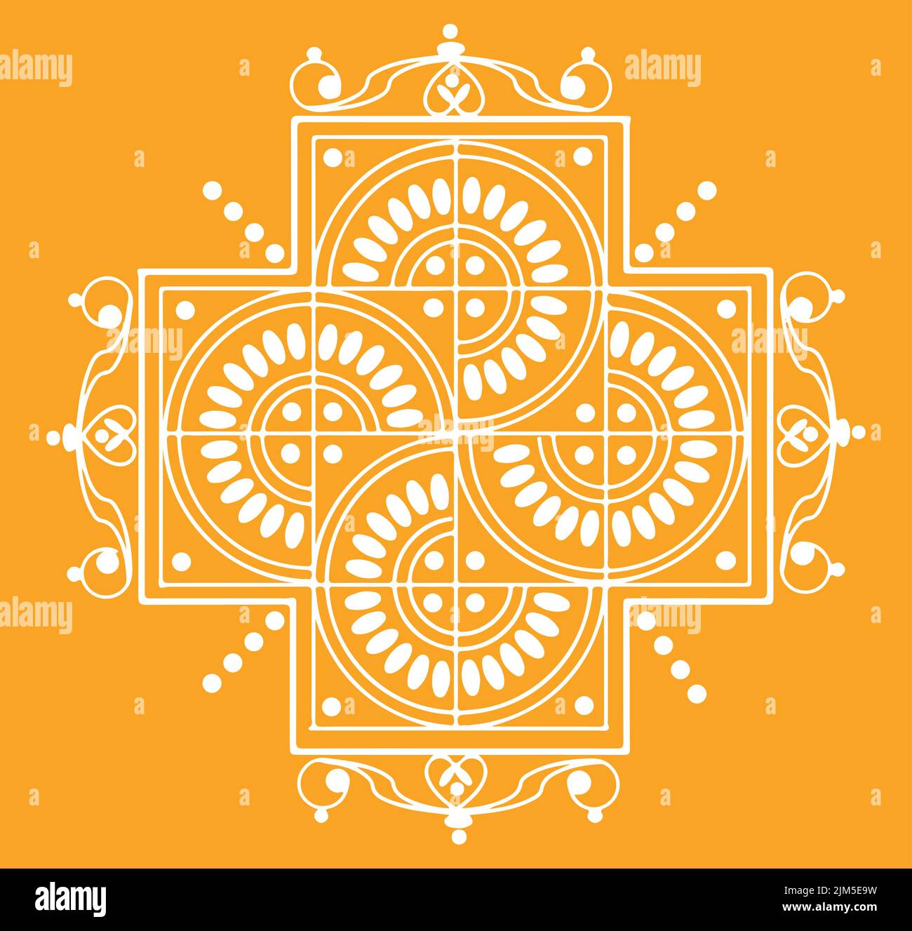 A vector illustration of mandala design isolated on an orange ...