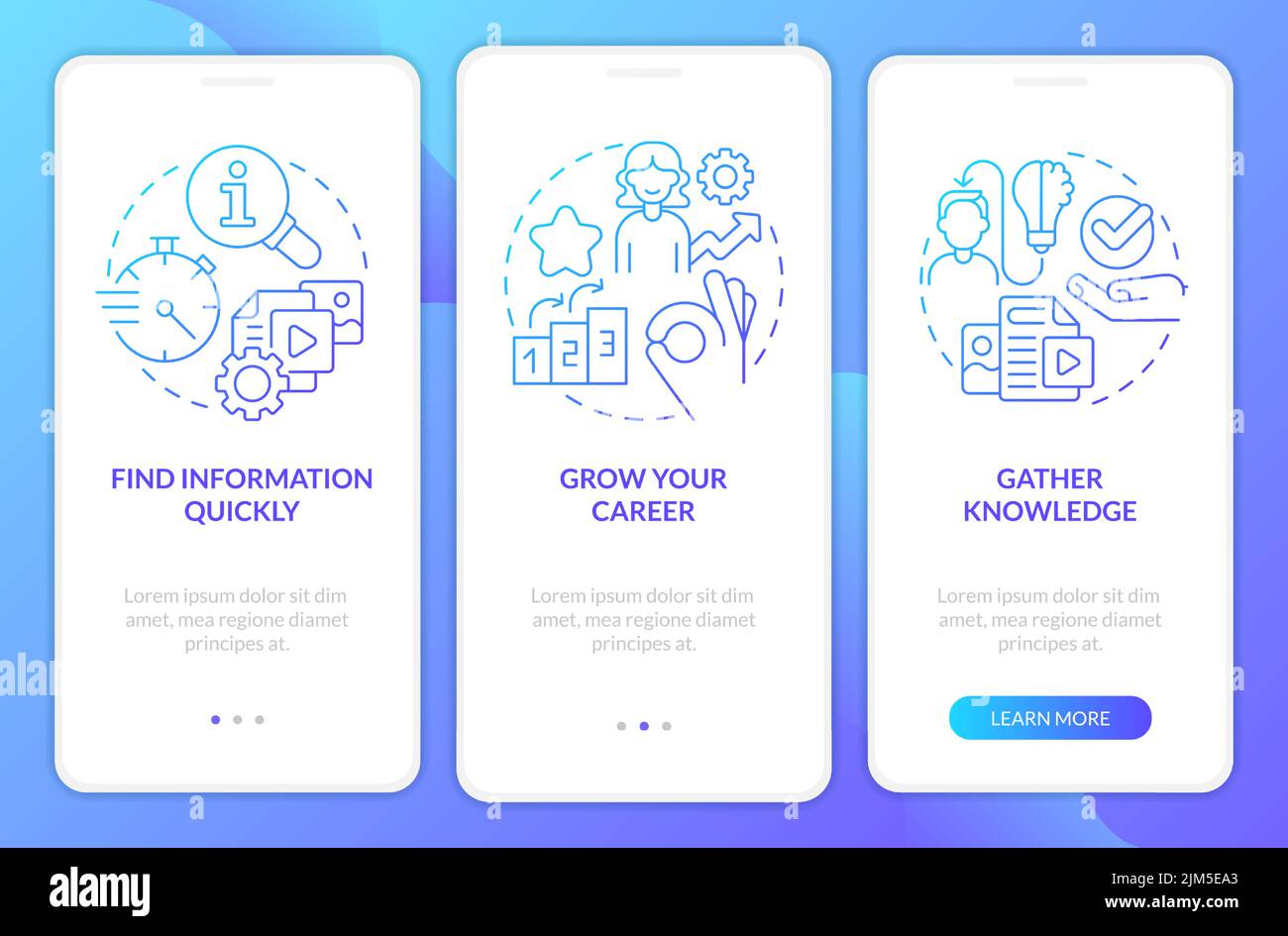 Expectations from content blue gradient onboarding mobile app screen ...