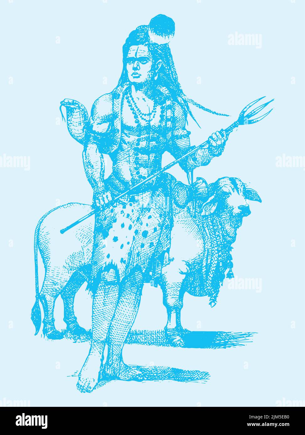 A vector sketch of lord shiva Hindu god isolated on light background ...