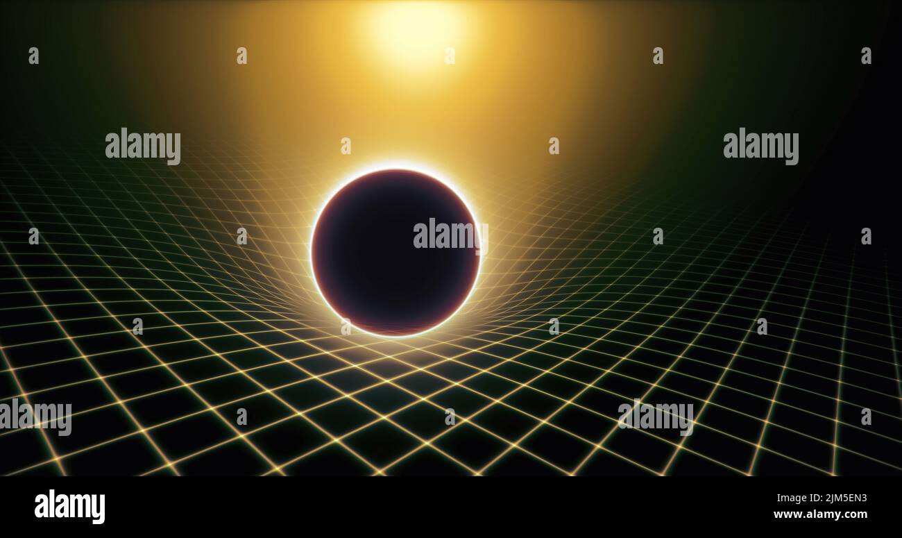 A realistic 3D visualization of a star glowing in a gravity field Stock ...