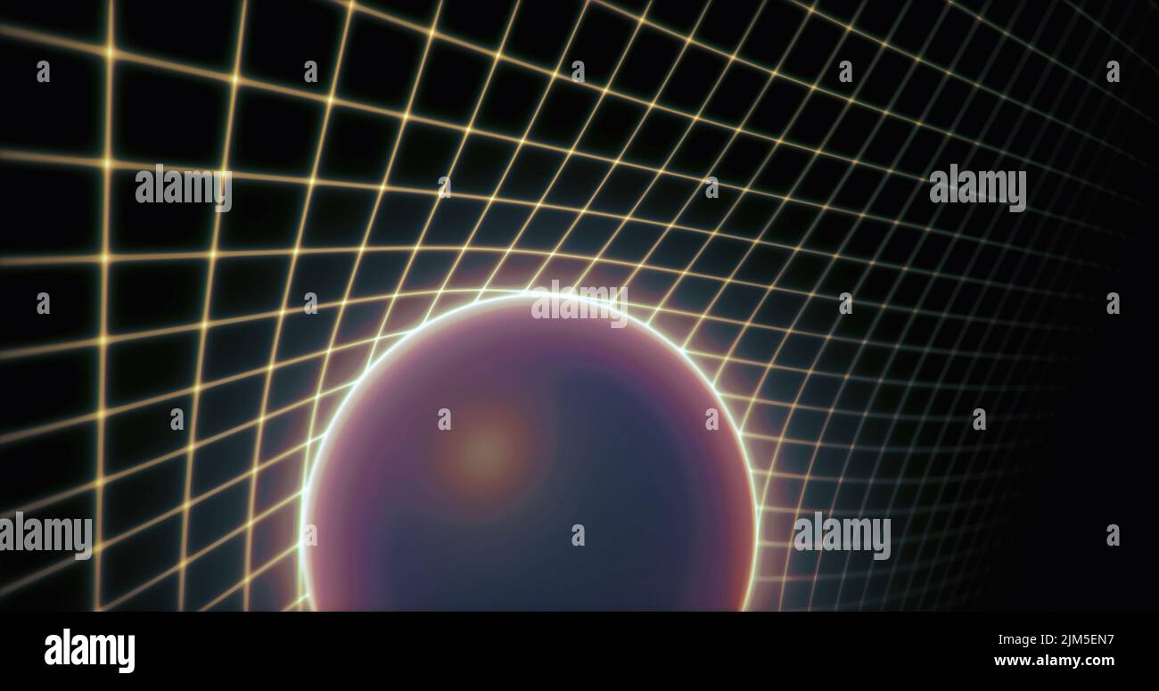 A realistic 3D visualization of a purple globe around the gravity field ...