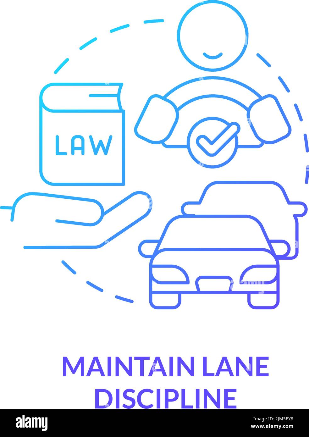 Maintain lane discipline blue gradient concept icon Stock Vector Image ...