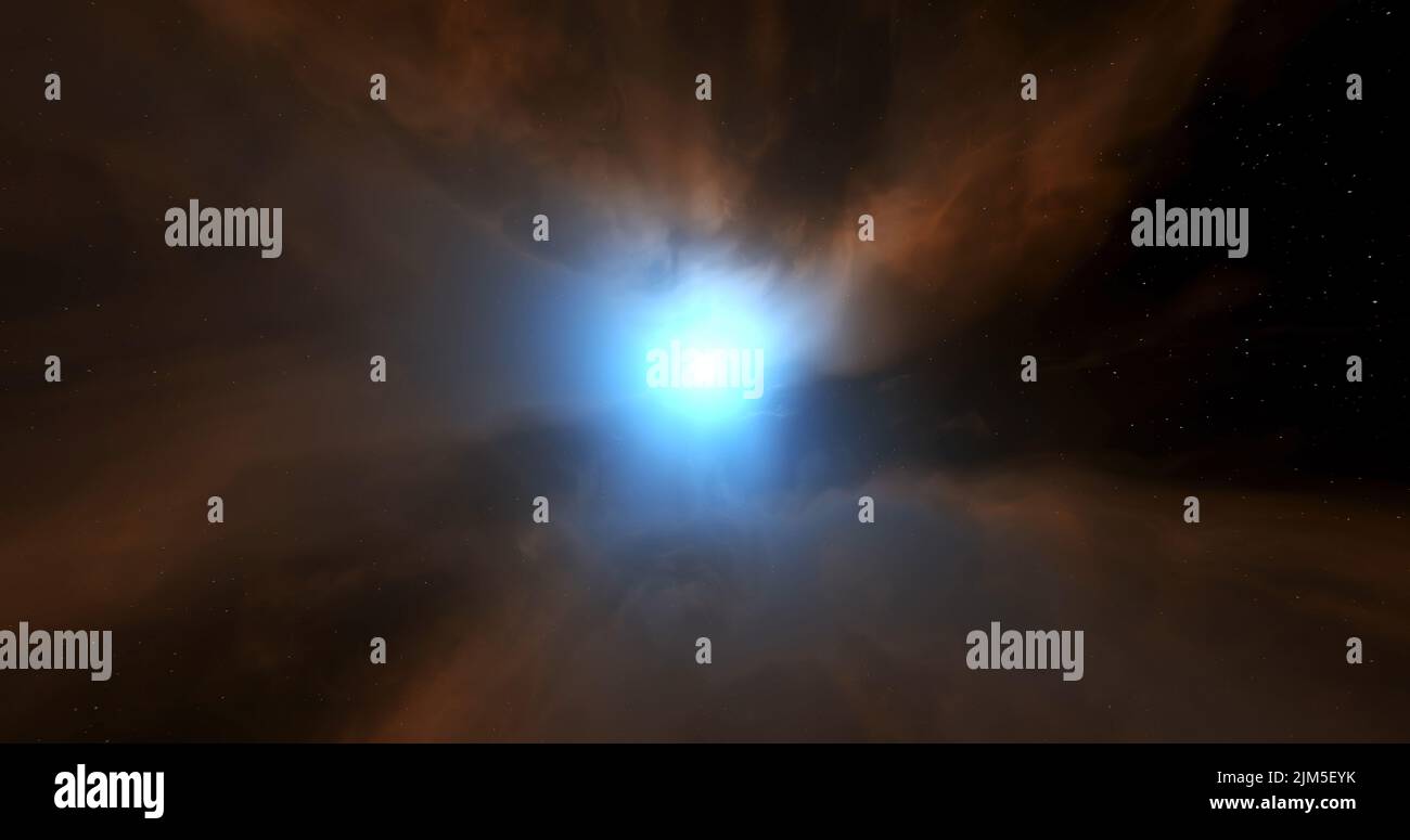 A beautiful realistic 3D visualization of the blue nebula in a cloudy ...