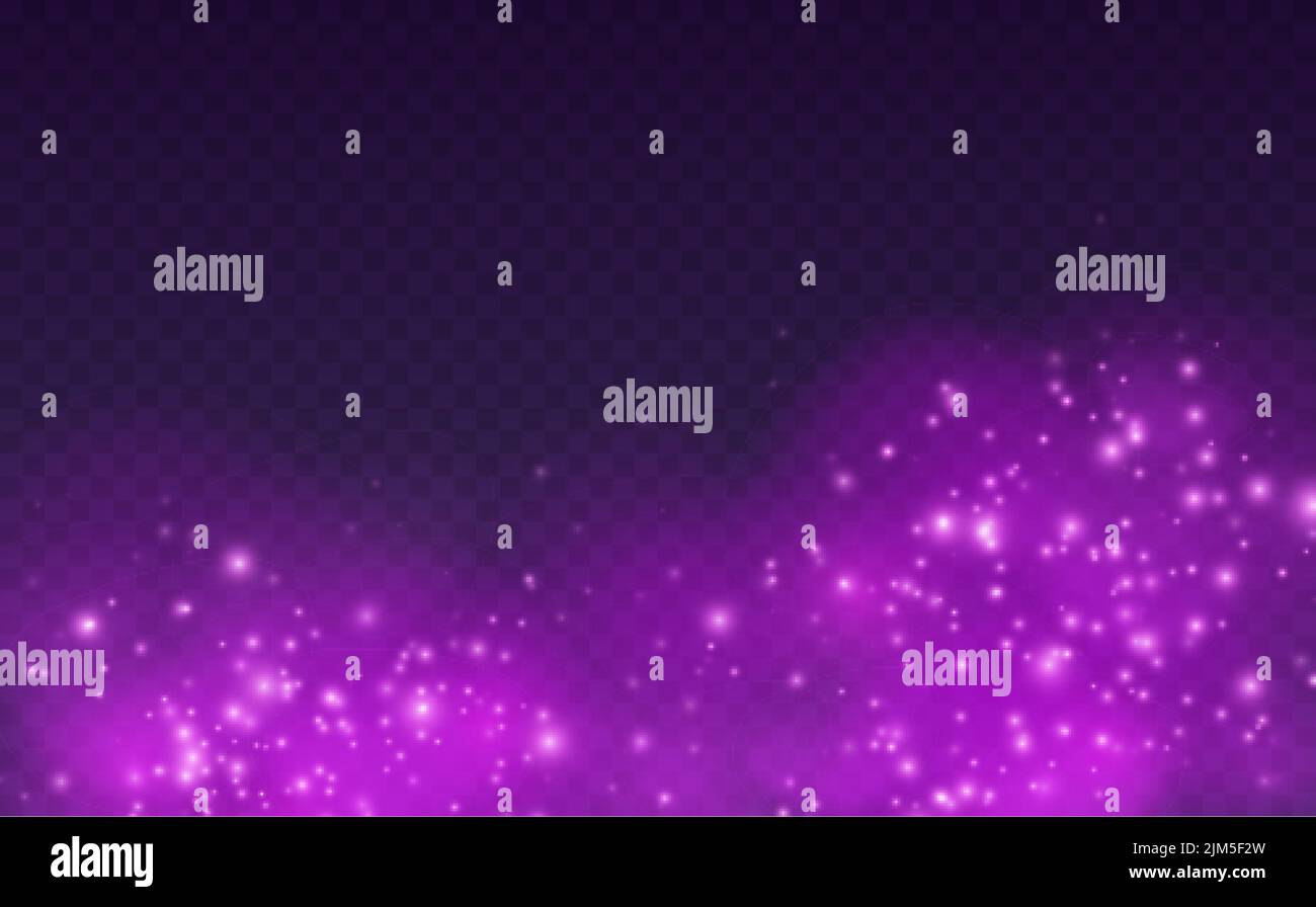 Magic cloud with sparkles, purple fairy stardust with sparks. Shiny fog ...