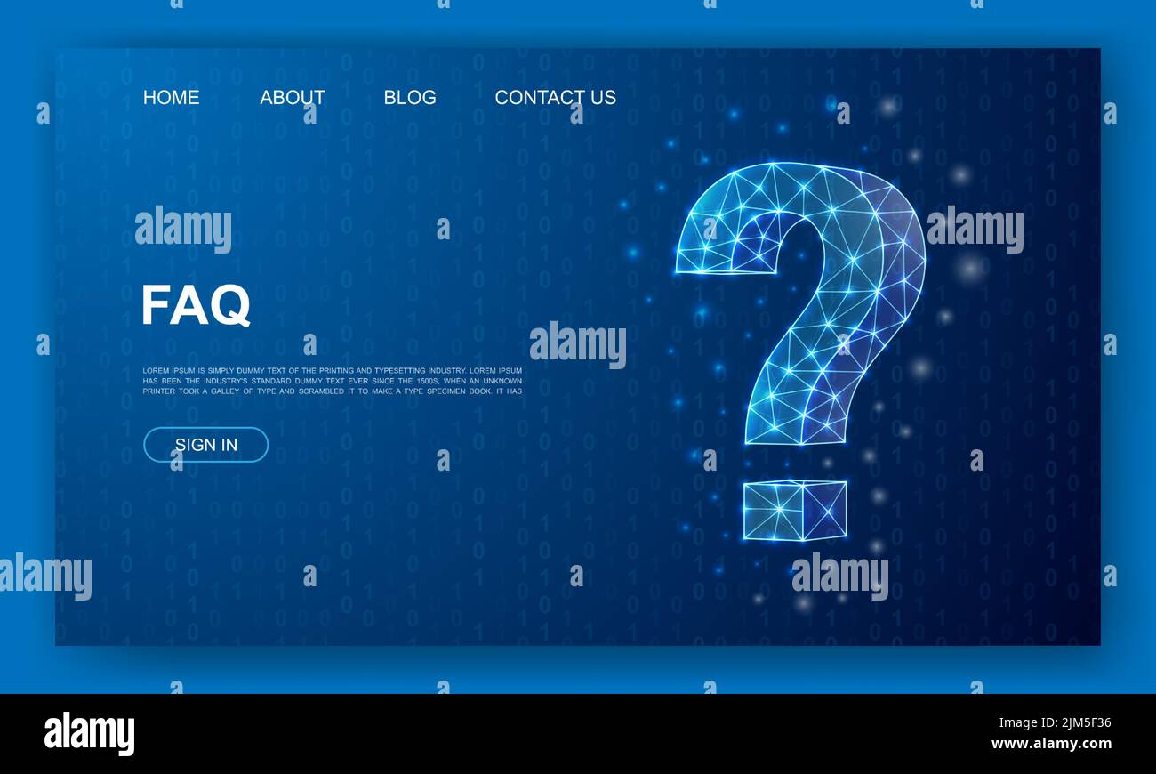 Question mark 3d polygonal website template. Help support design ...