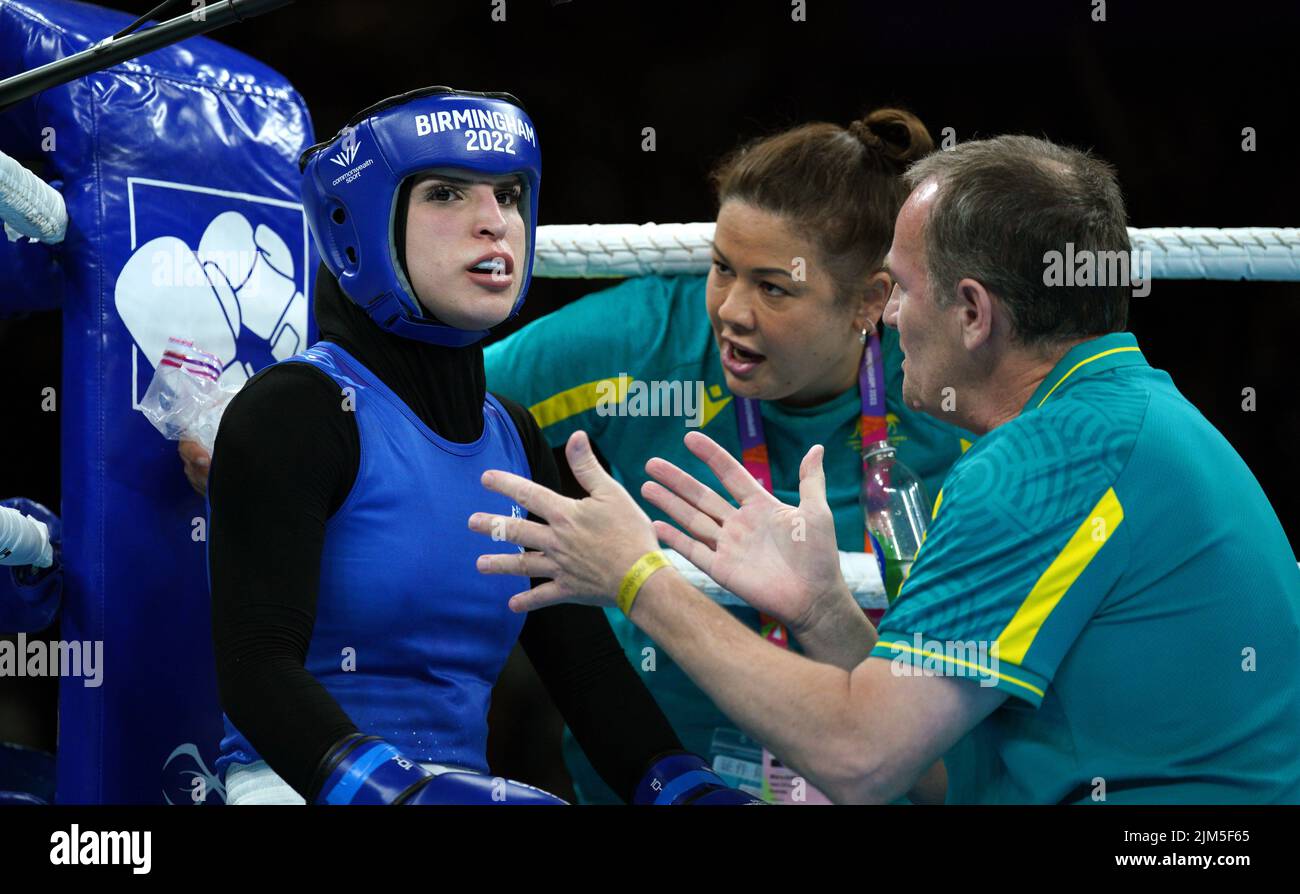 Australia's Tina Rahim during the bout against England's Sameenah ...
