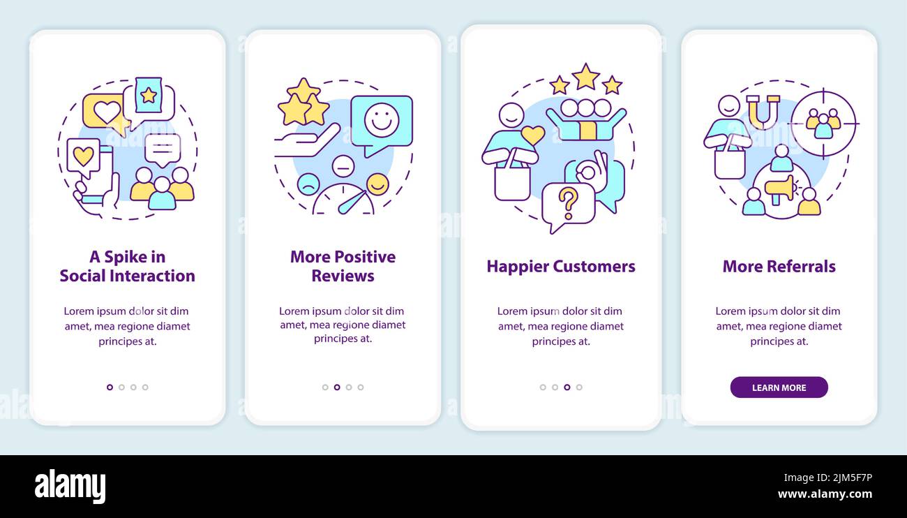 Tracking customer engagement onboarding mobile app screen Stock Vector ...