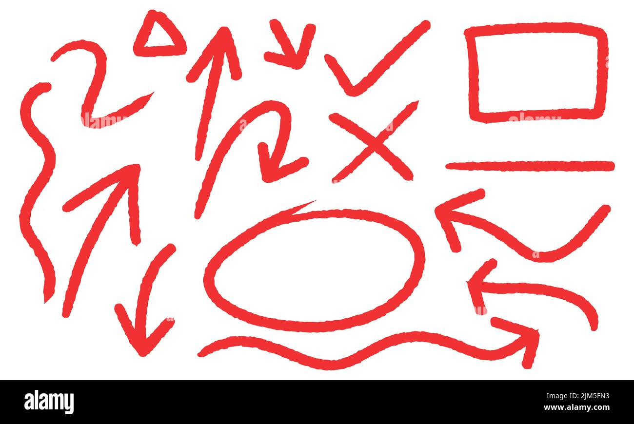 Hand draw marker highlight and arrow sign icon. Pen sketch scribble ...