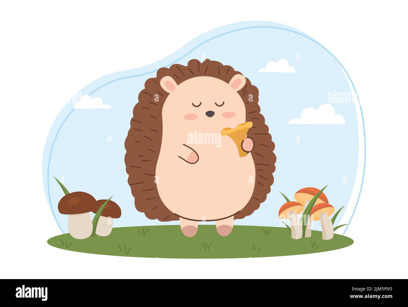 Hedgehog with mushroom Stock Vector Image & Art - Alamy