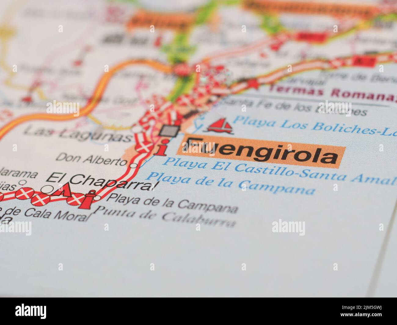 A map with the focus on the city of Fuengirola - holiday concept Stock ...
