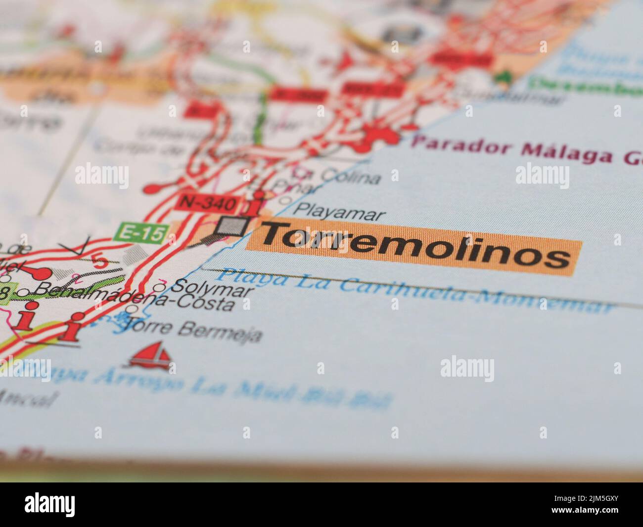 A map with the focus on the city of Torremolinos- holiday concept Stock ...