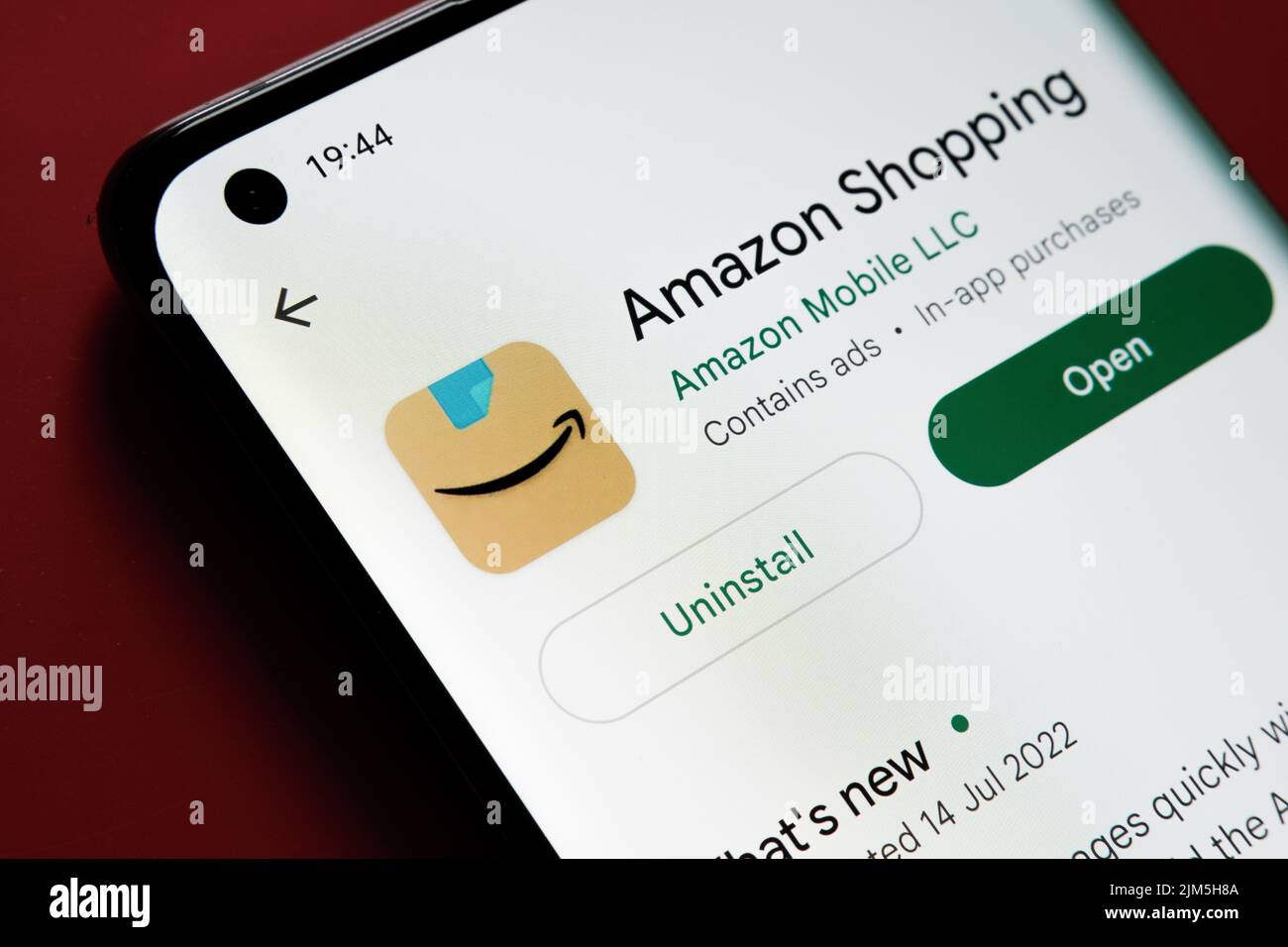 Amazon Shopping app seen in Google Play Store on the smartphone screen ...