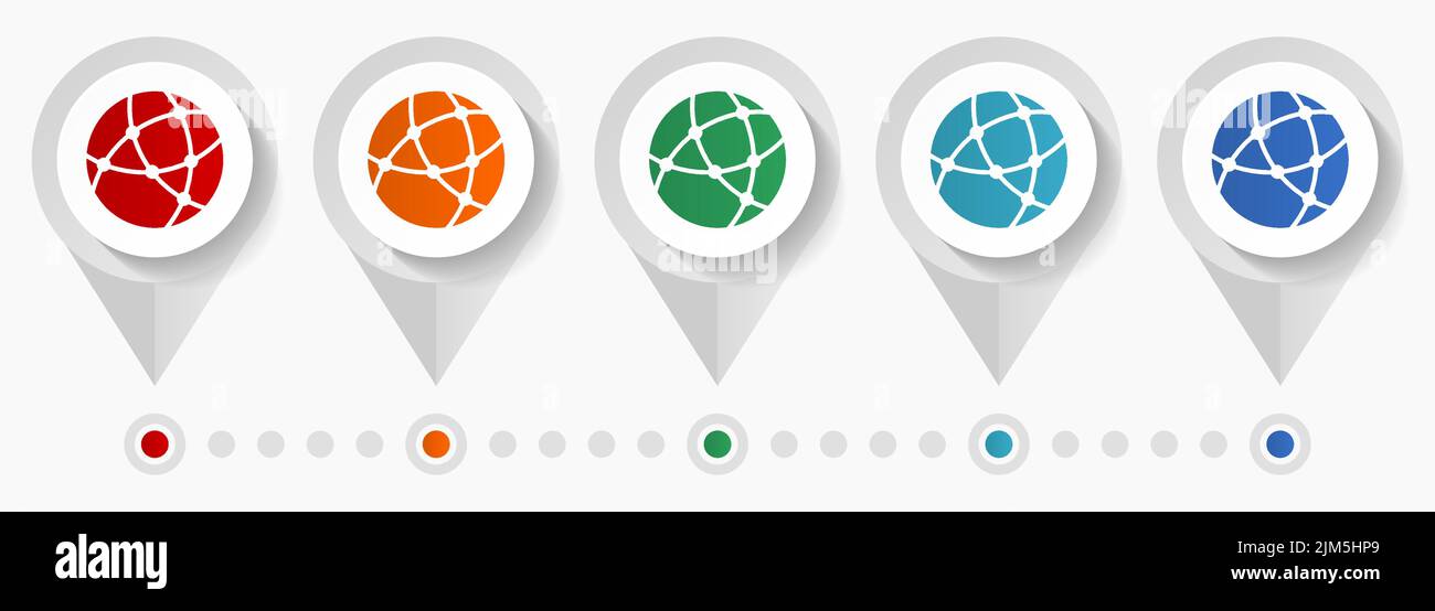 Social, internet, communication, global technology concept vector icons, infographic template ...