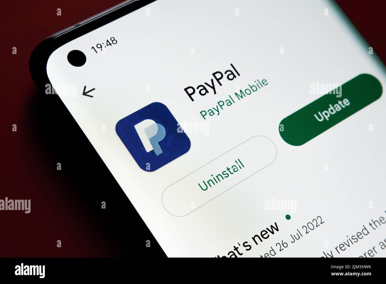 PayPal app seen in Google Play Store on the smartphone screen placed on ...