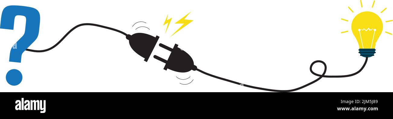 A vector of an electric socket with question mark and a light bulb ...
